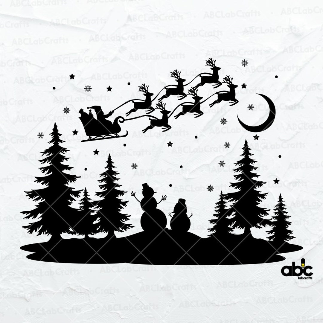 Winter Scene Svg File | Christmas Svg | Santa Claus Svg | Snowman Svg ...
