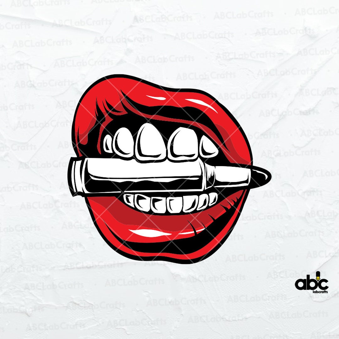 Lips Bitting Bullet Svg File | Sexy Lips Svg | Lips Svg | Red Lips Svg ...