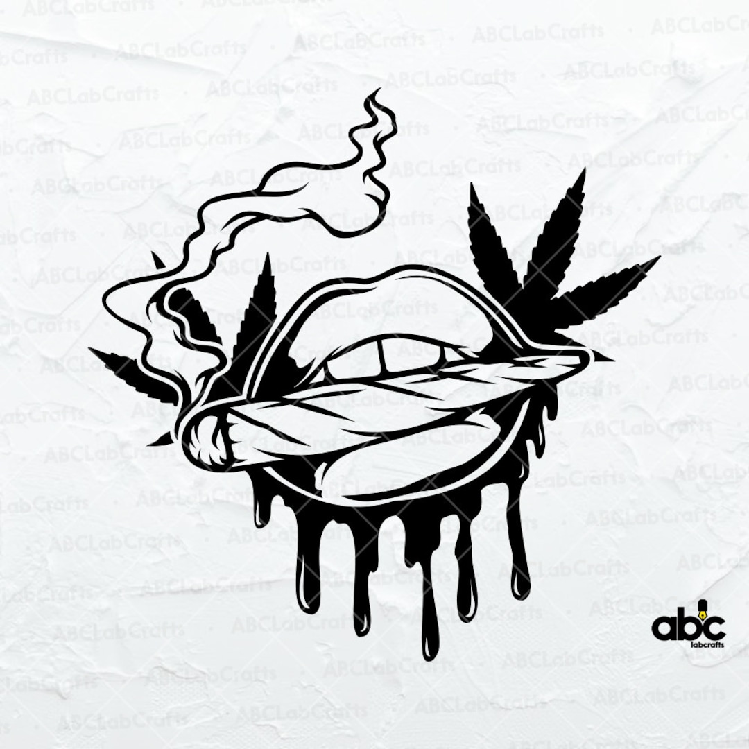 Dripping Lips With Joint Svg File | Smoking Joint Svg | Cannabis Svg ...