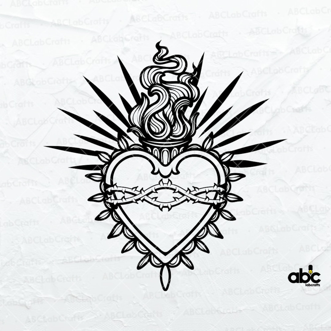 Sacred Heart Svg File | Bible Svg | Jesus Christ Svg | Religious Svg ...