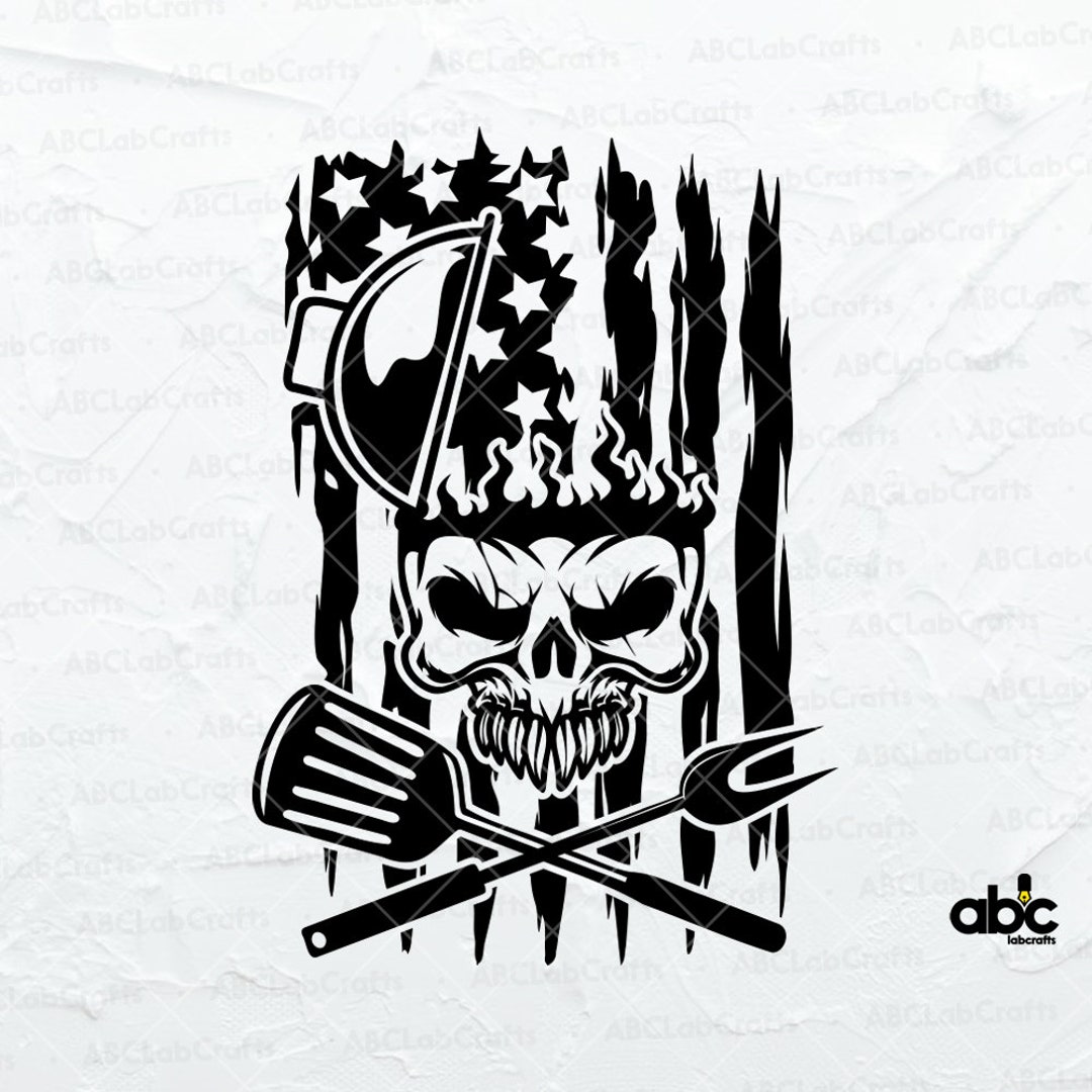 US Grill Skull Svg File | Skull Svg | Grill Master Svg | Grilling Svg ...