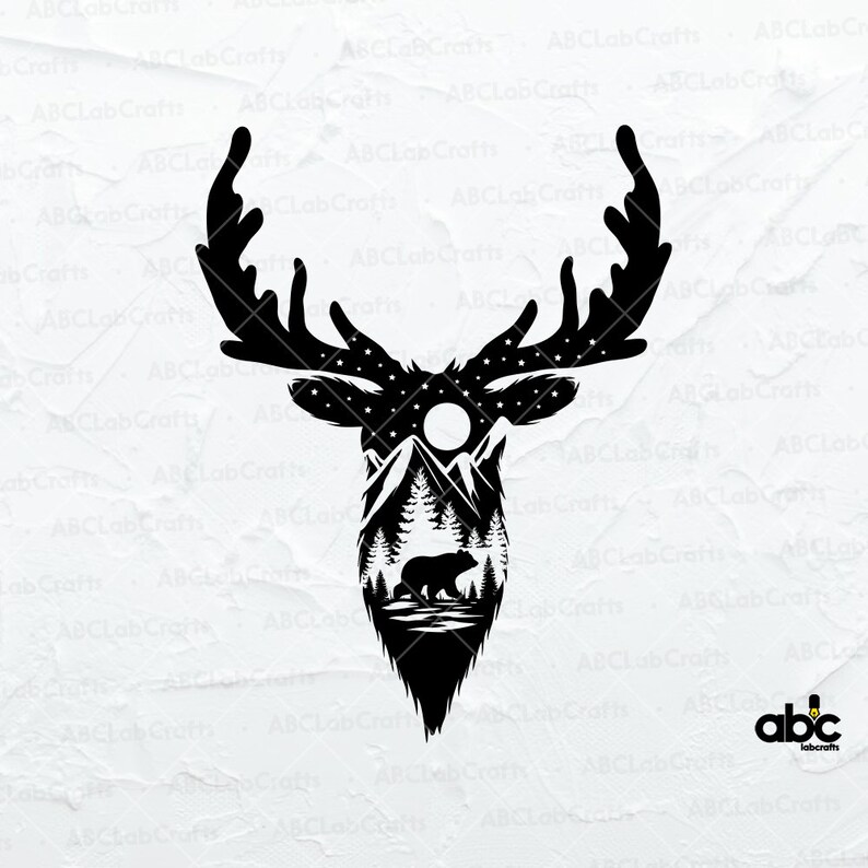 Deer Svg File Bear Svg Antlers Svg Starry Forest Svg - Etsy