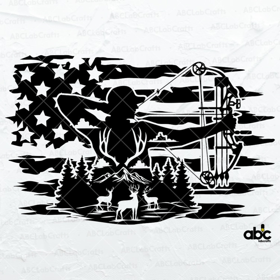 US Deer Bow Hunting Svg File | Bow and Arrow Clipart | Antler Shirt ...