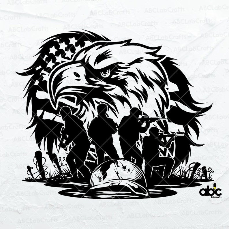 US Patriotic Eagle Soldier Svg File American Eagle Svg - Etsy