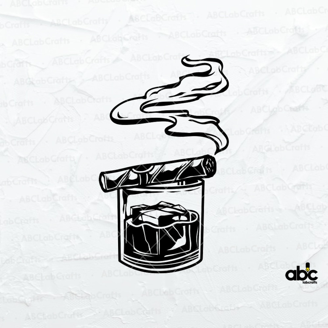 Cigar and Whiskey Svg | Tobacco Svg | Cigar Smoking Svg | Cigarette Svg ...
