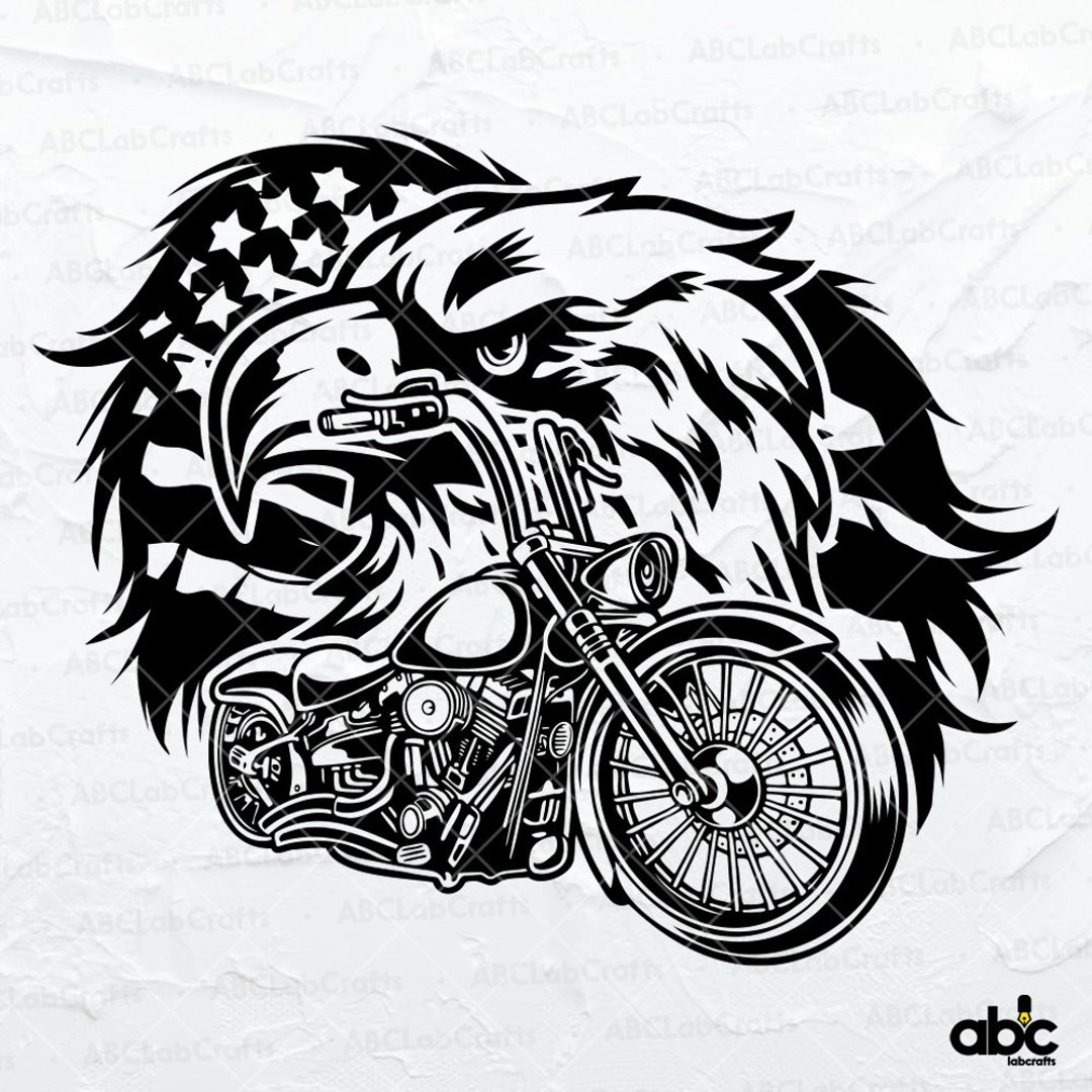 US Eagle Biker Svg File | Big Bike Rally Clipart | Motorbike Cutfile ...