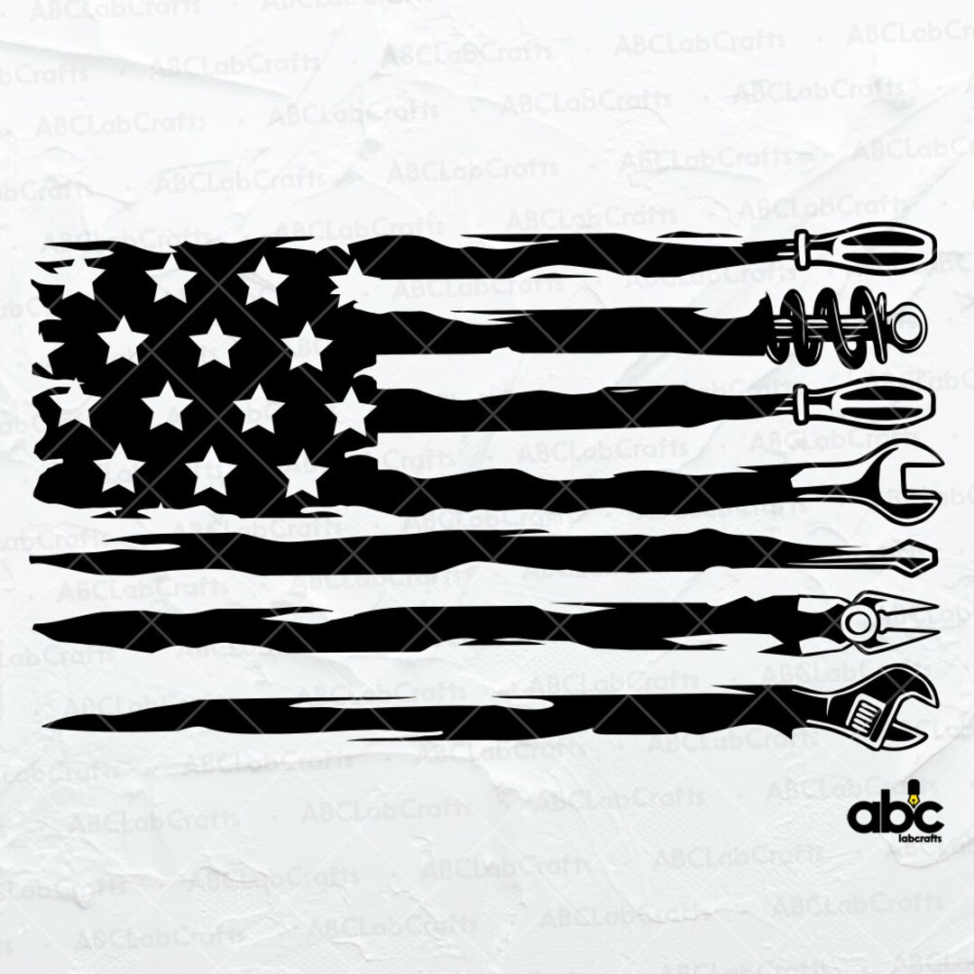 US Flag Tools Svg File | Mechanic Tools Svg | Distressed Flag Svg ...