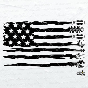 US Flag Tools Svg File | Mechanic Tools Svg | Distressed Flag Svg ...