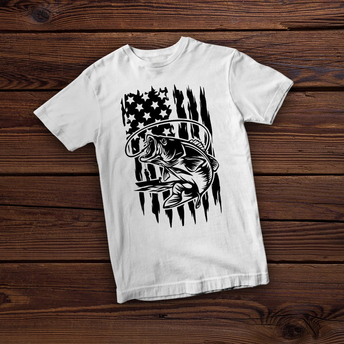 US Bass Svg File | Large Mouth Bass Svg | Bass Fishing Shirt | US Flag ...