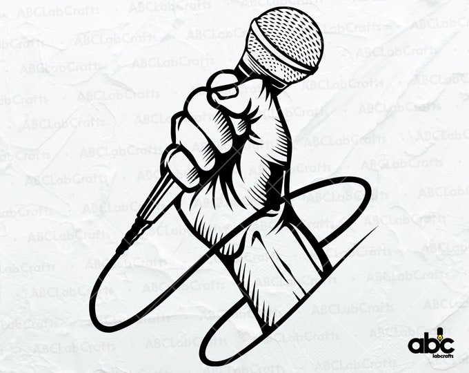 Skeleton Hand Holding Microphone Svg / Retro Microphone Svg/ Singer ...