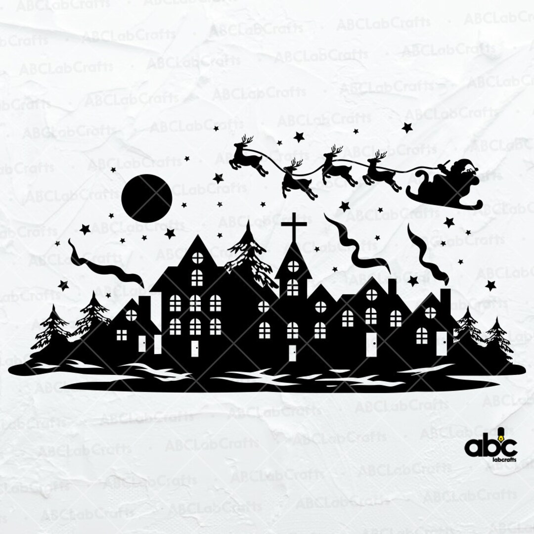 Christmas Village Svg File | Christmas Scene Svg | Christmas Svg ...