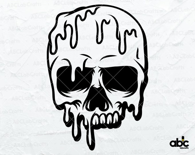 Dripping Skull SVG, Melting Skull Svg, Halloween Svg, Digital/instant ...