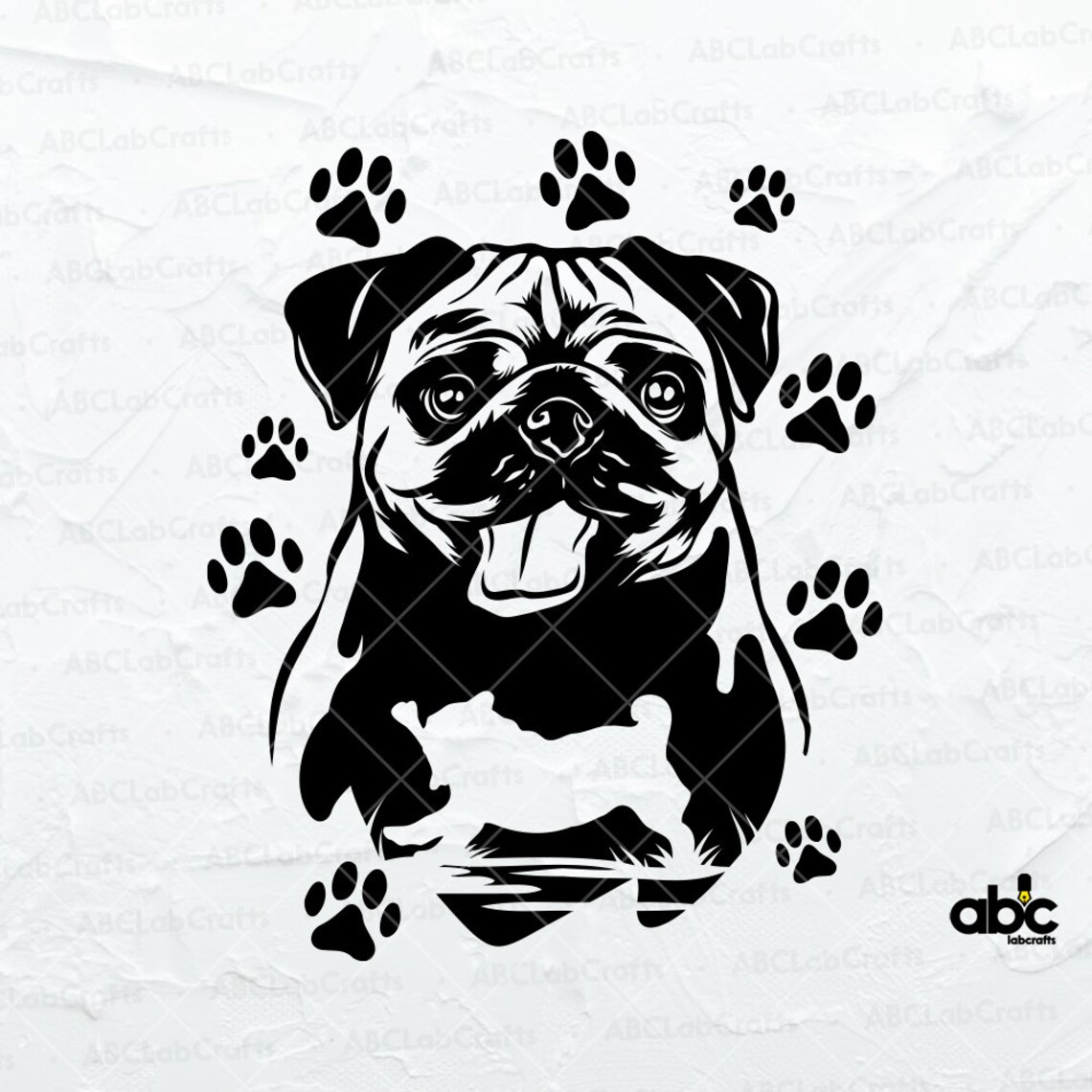 Pug Dog Scene Svg File | Cute Pug Svg| Paw Svg | Dog Lover Dxf | Dog ...