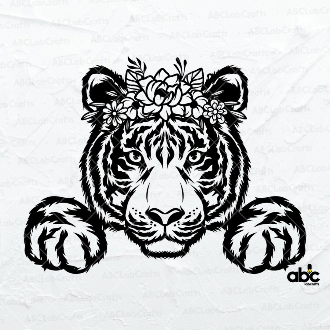 Floral Cute Tiger Svg File | Wild Animal Svg | Tiger Png | Animal Svg ...