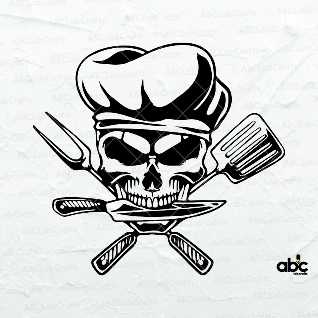 Chef Skull Svg File | Chef Shirt | Head Cook Shirt | Biting Whisk ...