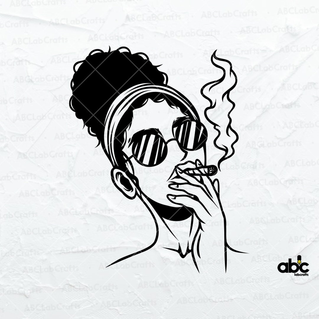 Afro Girl Smoking Joint Svg File | Smoking Cannabis Svg | Afro Girl ...