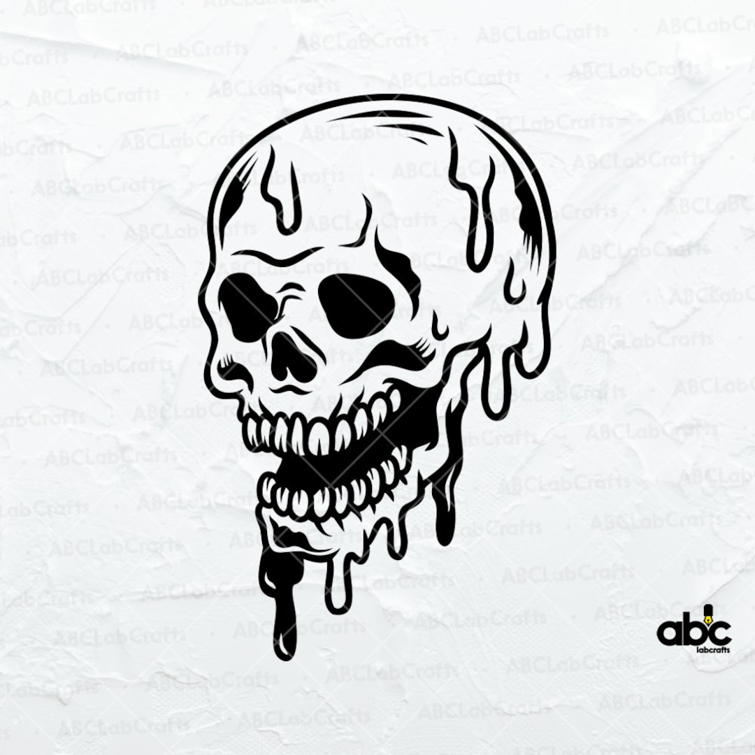 Skull Dripping Svg File | Skull Svg | Melting Skull Clipart | Skeleton ...