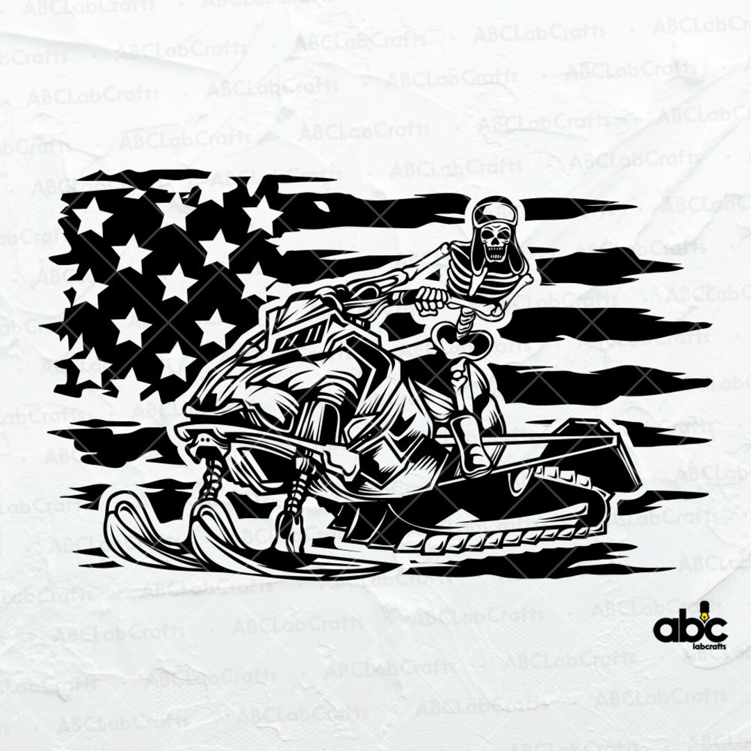 US Snowmobile Skeleton Svg File | Winter Svg | US Snow Mobile Svg ...