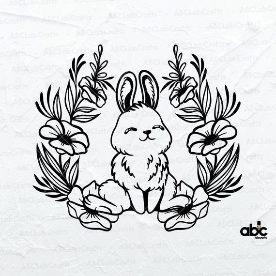 Bunny Flowers Svg File Easter Bunny Svg Floral Bunny | Etsy