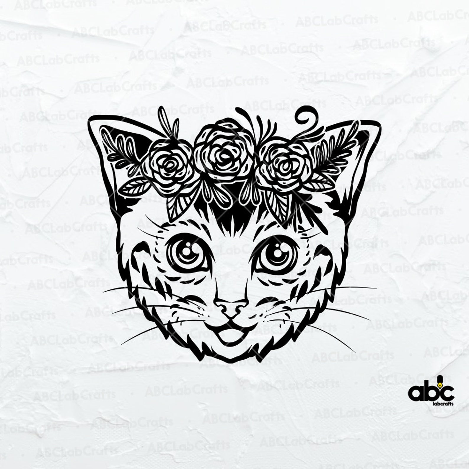 Cute Cat with Flowers Svg File Cat Svg Floral Svg Animal | Etsy