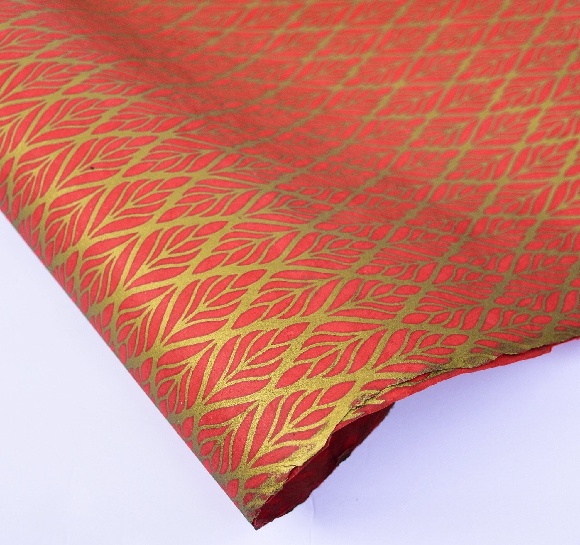 Symmetrical Decorative Handmade Lokta paper, Gold print, Wrapping paper ...