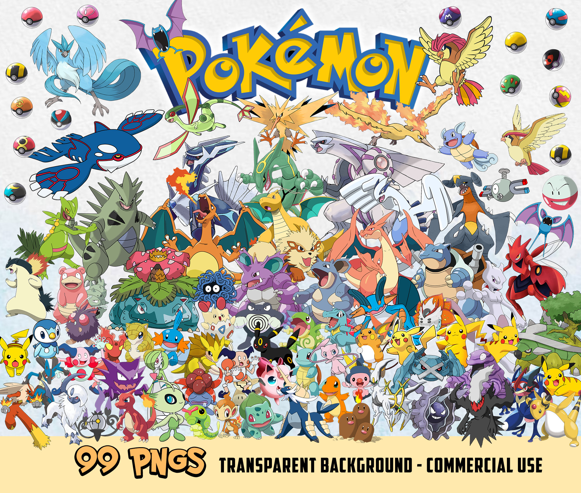 99 Designs Poke Monster Png Bundle, Cartoon Png Designs, Cartoon ...