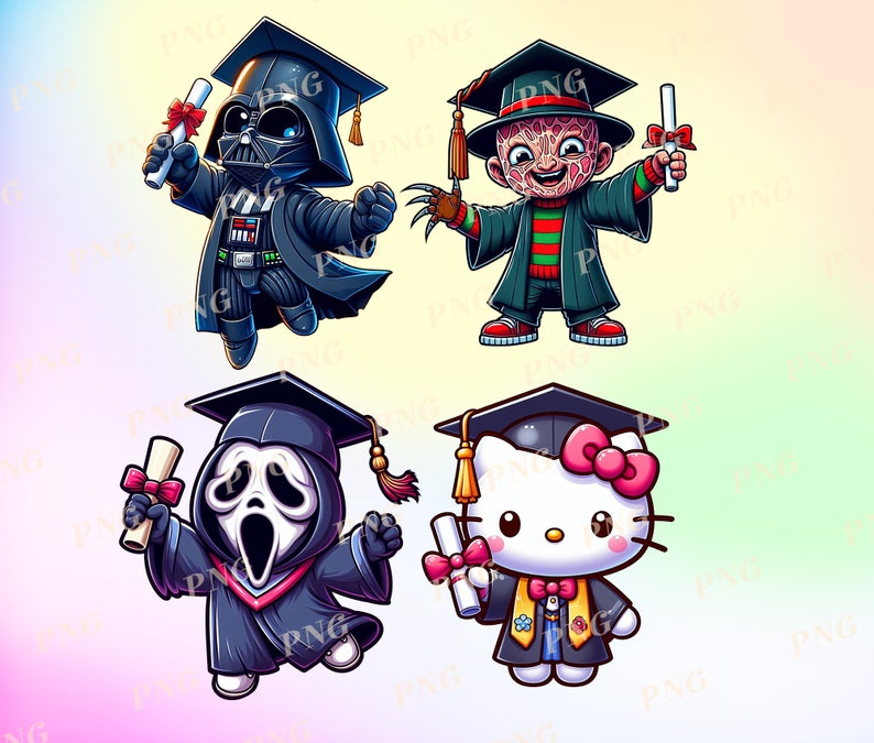 20 Designs Graduation Cartoon Png Bundle, Senior Cartoon Png Designs ...