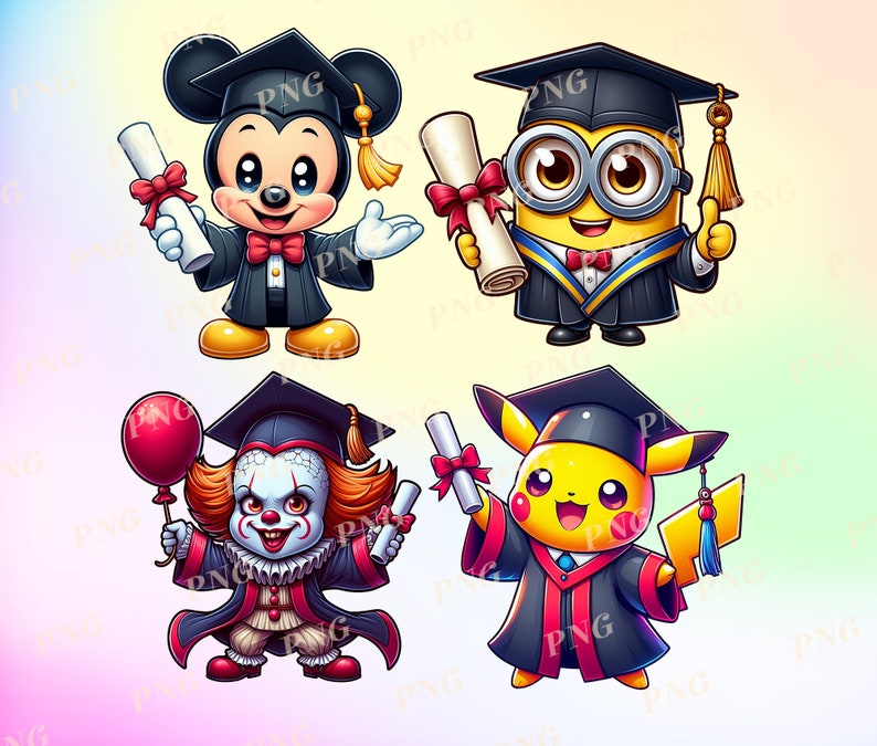 20 Designs Graduation Cartoon Png Bundle, Senior Cartoon Png Designs ...
