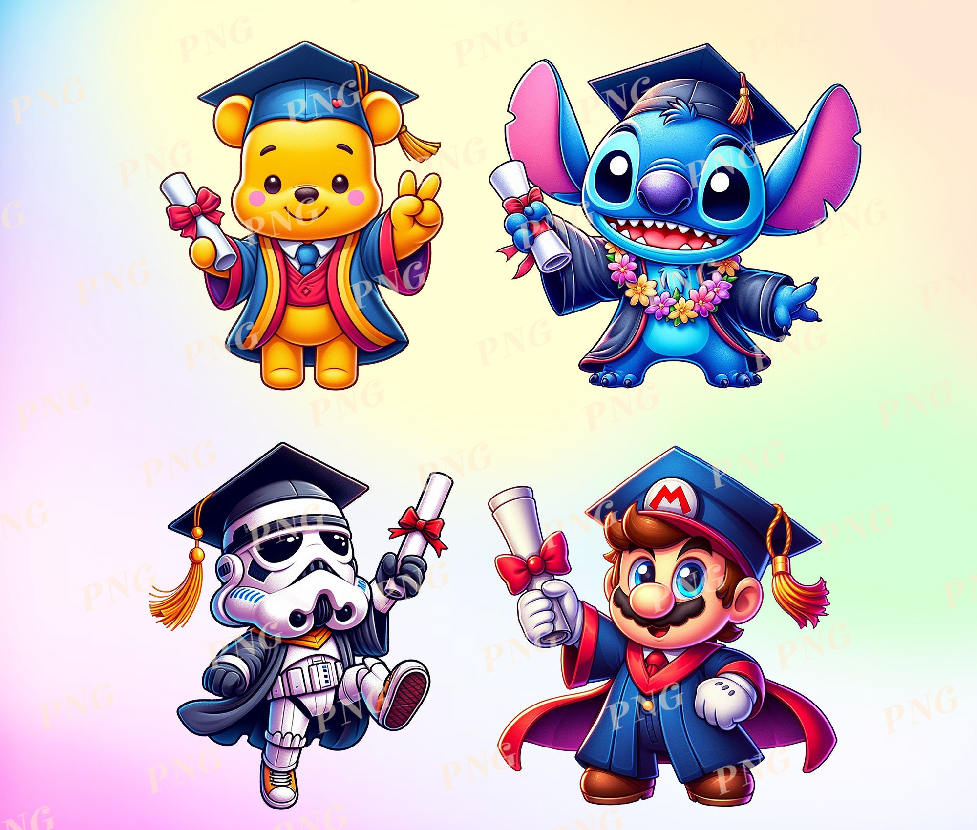 20 Designs Graduation Cartoon Png Bundle, Senior Cartoon Png Designs ...