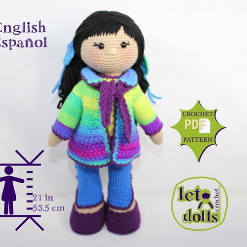 Kaila Large Crochet Doll Pattern 21/53cm Tall - Etsy