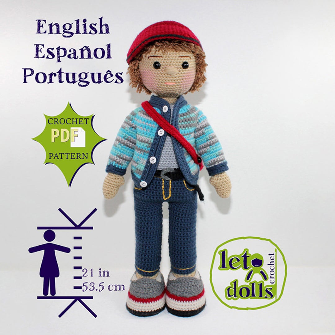 Alex Large Crochet Doll Pattern, Amigurumi, 21"/ 53 Cm Tall - Etsy