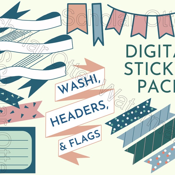 Digital Washi Banners Stickers - Etsy