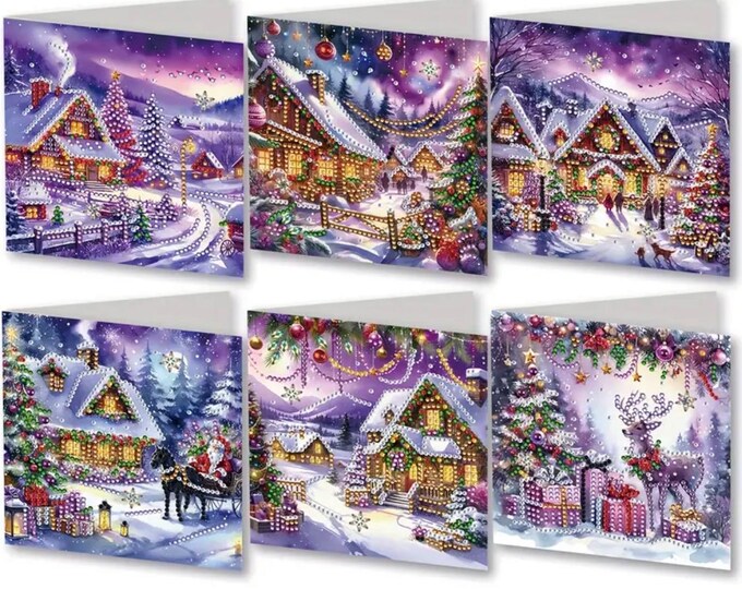 Diamond Painting Christmas Card Set of 6 - Etsy