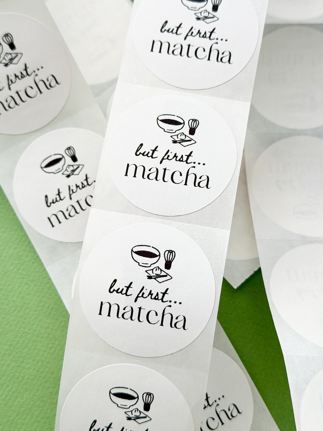 But First... Matcha | Circle Thermal Labels | Matcha Pop Up, Matcha ...