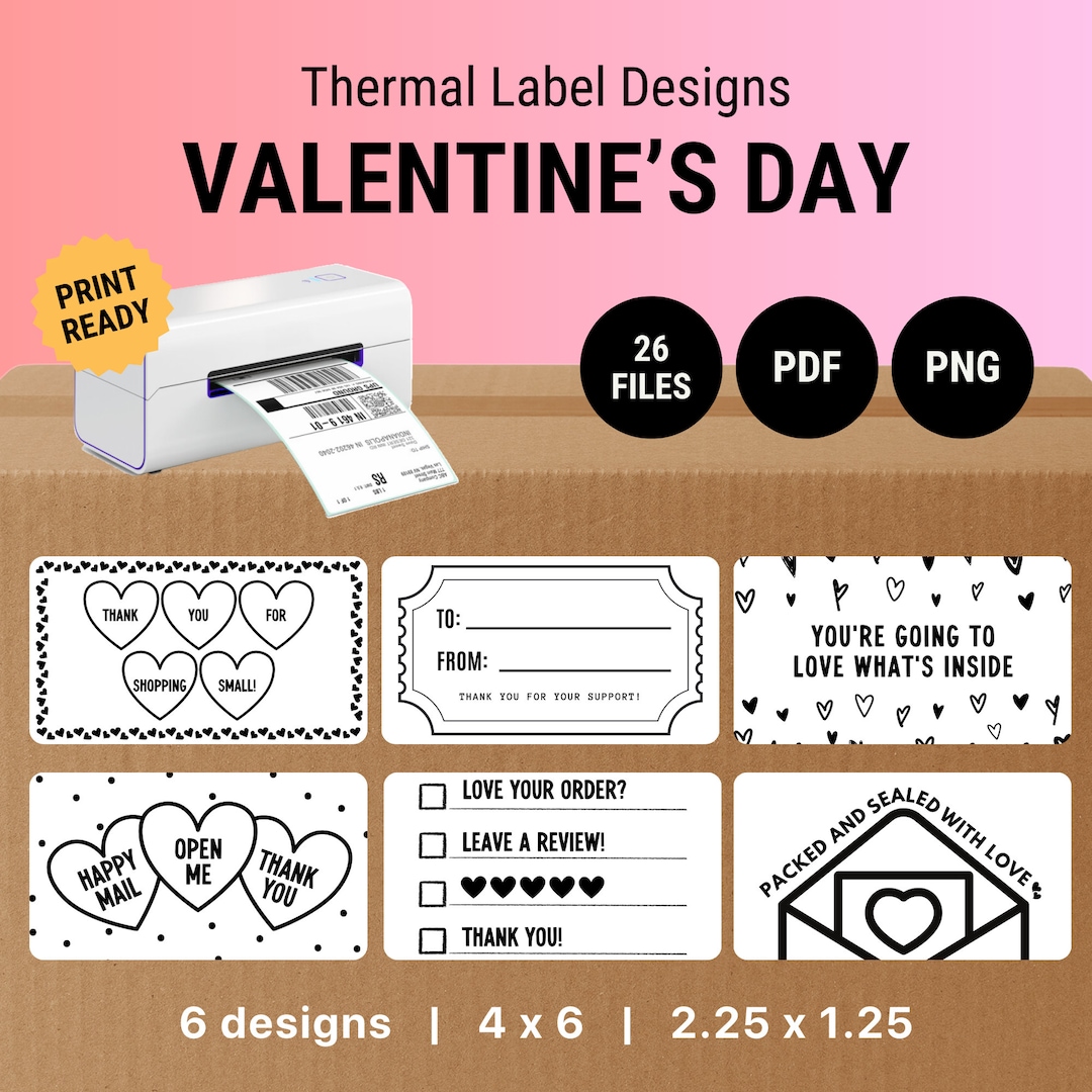 Love Valentine's Day Digital Thermal Labels | for Small Business, Shops ...