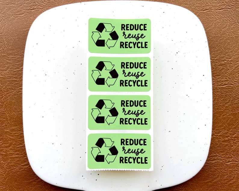 Reduce Reuse Recycle With Symbol Rectangle Labels | Thermal Sticker ...