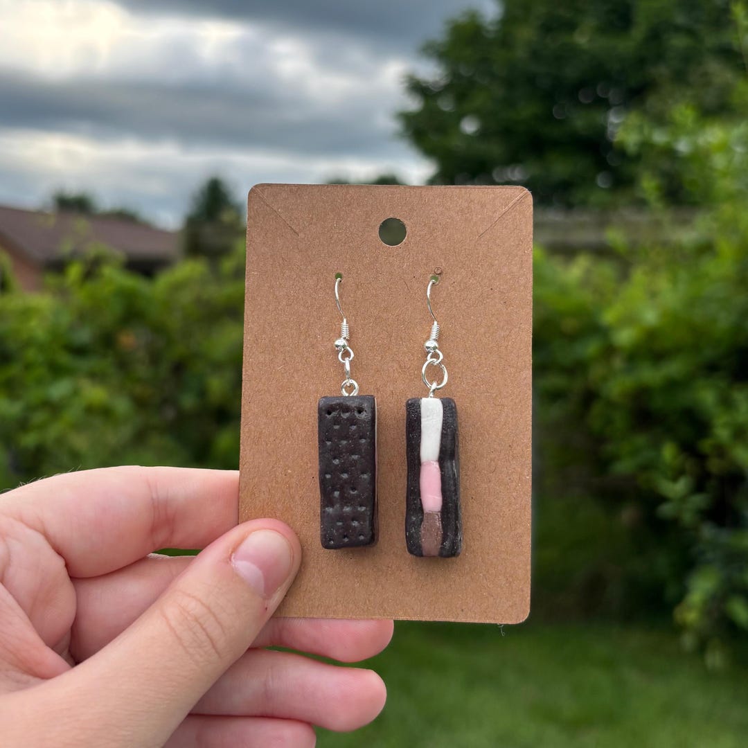 Neapolitan Ice Cream Sandwich Earrings: Polymer Clay Dangle Jewelry - Etsy