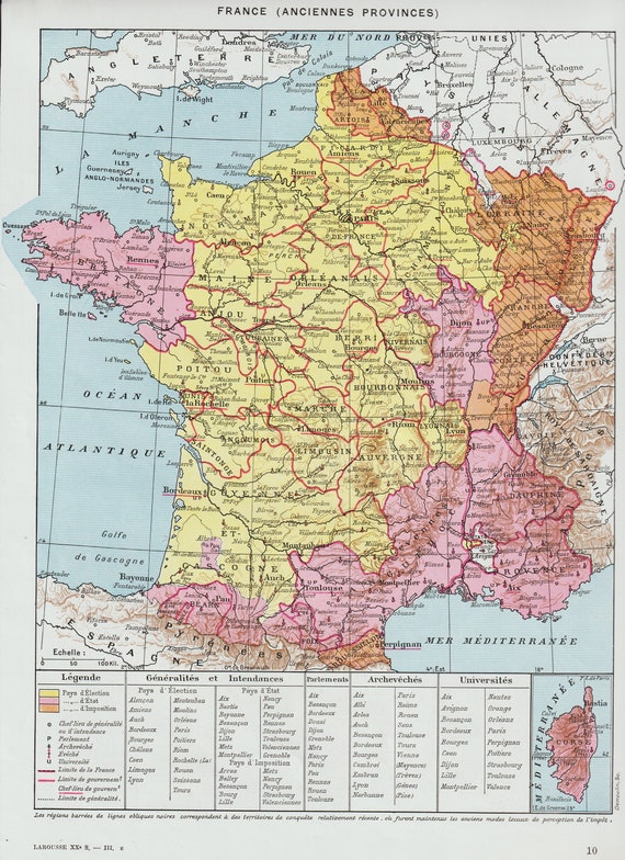 Map of the Ancient Provinces of France From an Original Page - Etsy UK