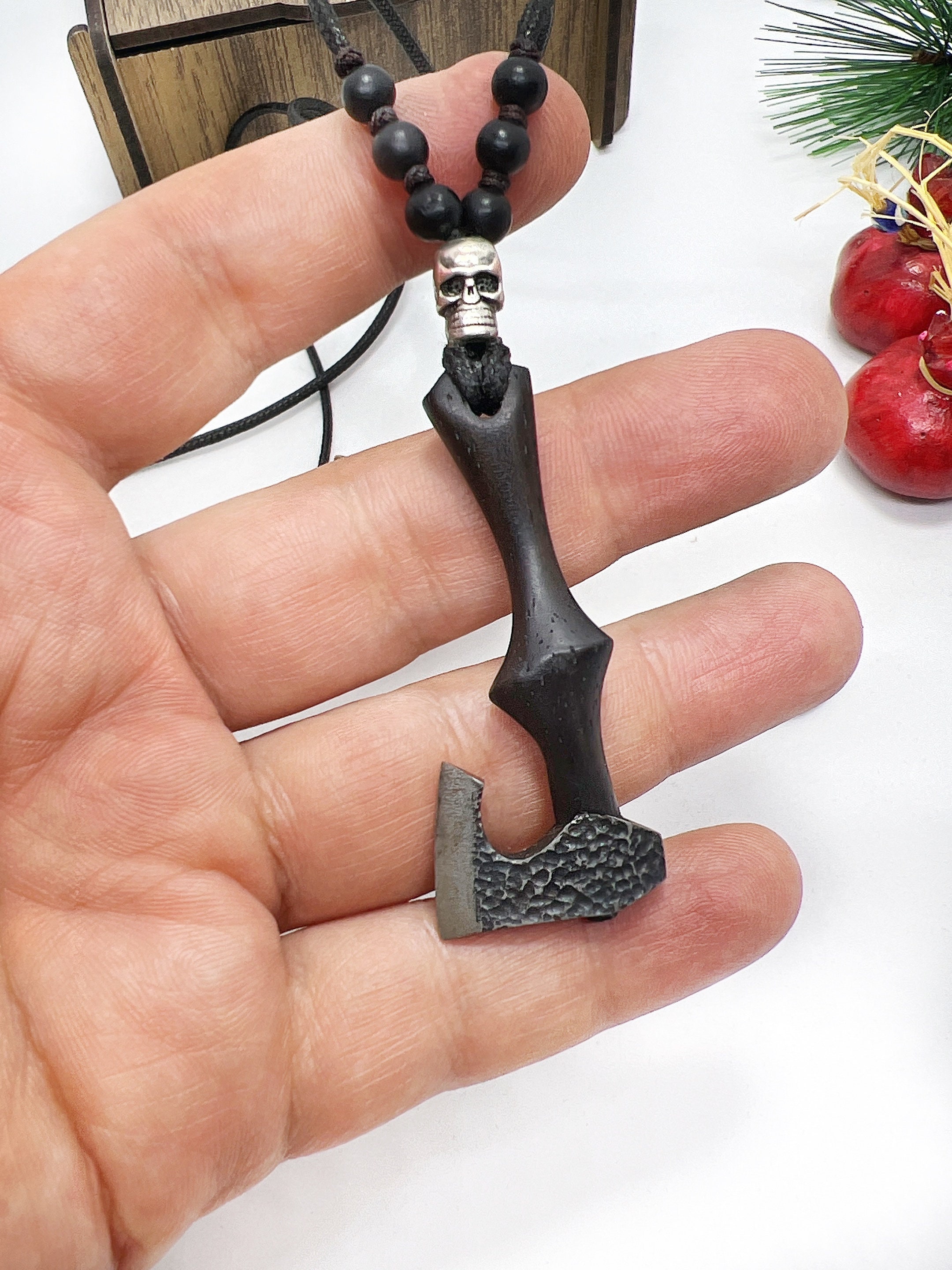 Steel Battle Axe Necklace, Mens Axe Pendant, Viking Axe Necklace ...