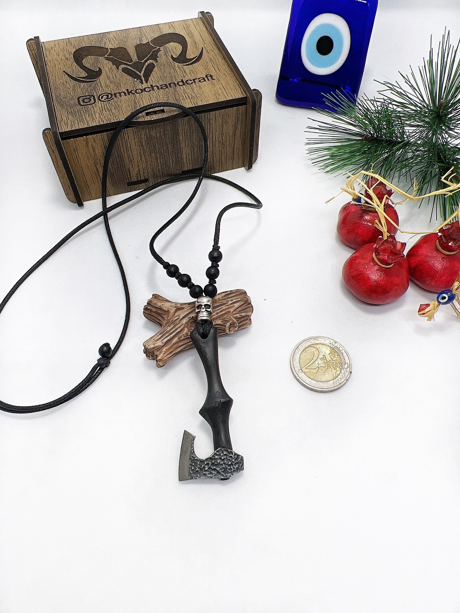 Steel Battle Axe Necklace, Mens Axe Pendant, Viking Axe Necklace ...