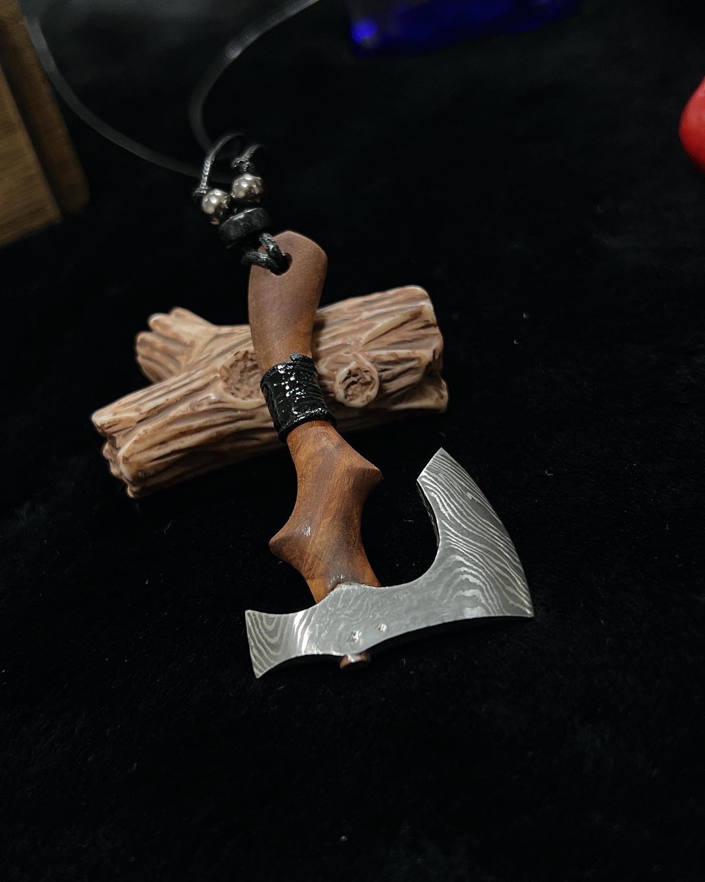 Damascus Battle Axe Necklace, Mens Axe Pendant, Viking, Necklace ...