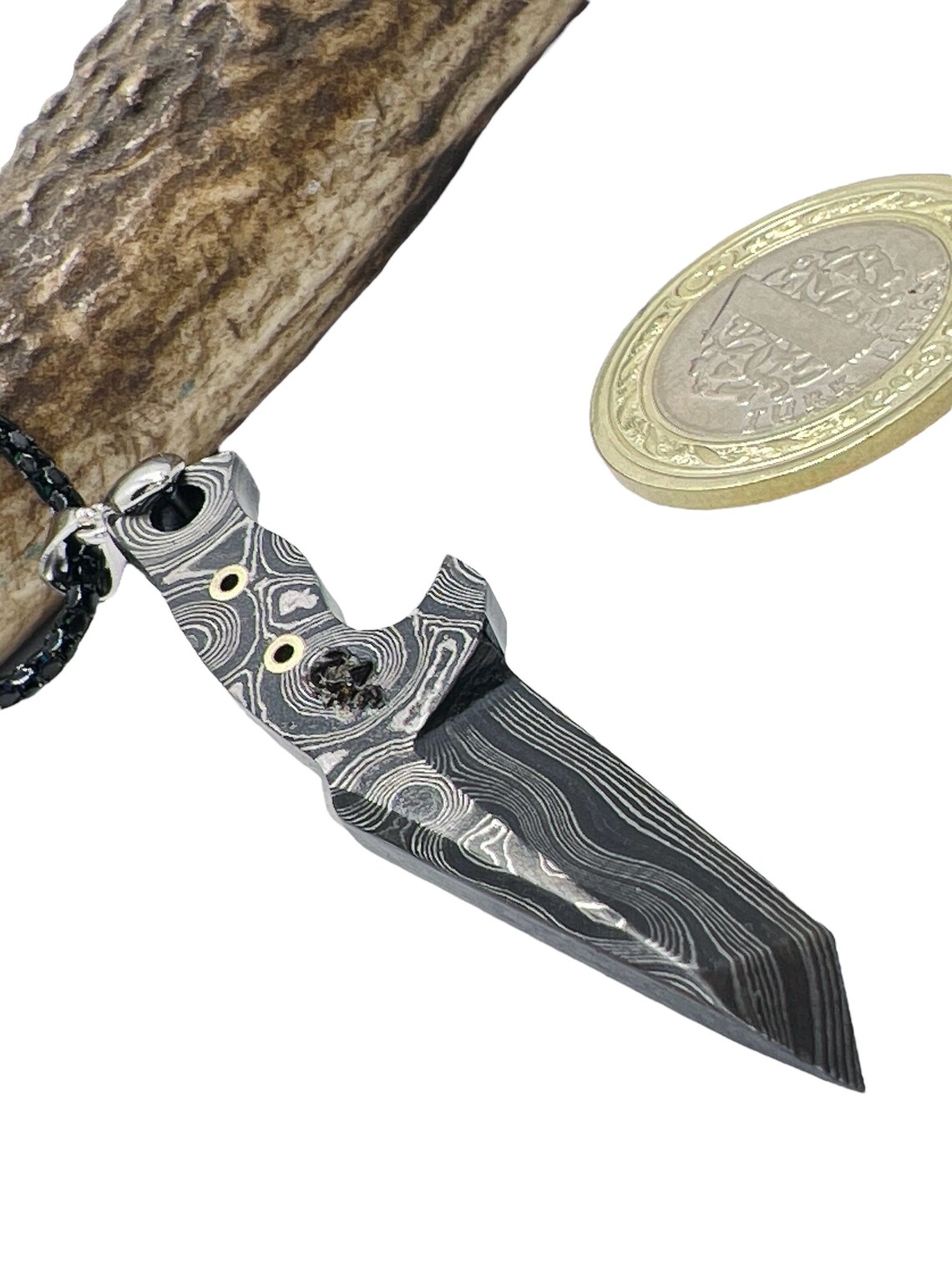Damascus Tactical Knife Necklace, Handmade Necklace, Tactical Knife ...