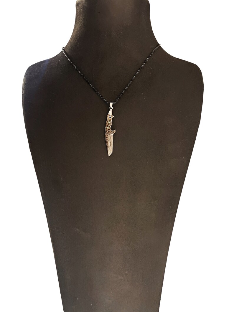 Damascus Tactical Knife Necklace, Handmade Necklace, Tactical Knife ...