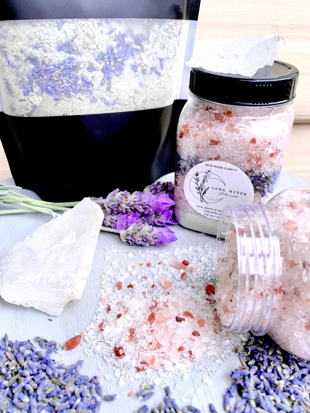 Clear Quartz & Blue Clay Bath Soak New Moon Clarity Crystal Infused New ...