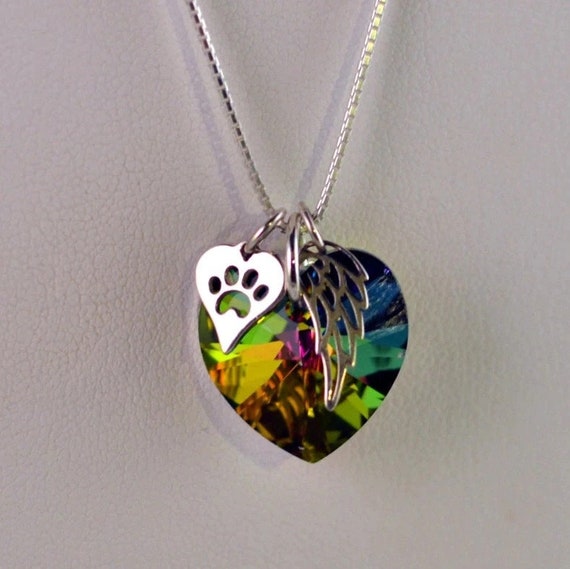 Pet Loss Rainbow Bridge Heart Necklace Pet Loss Sympathy - Etsy
