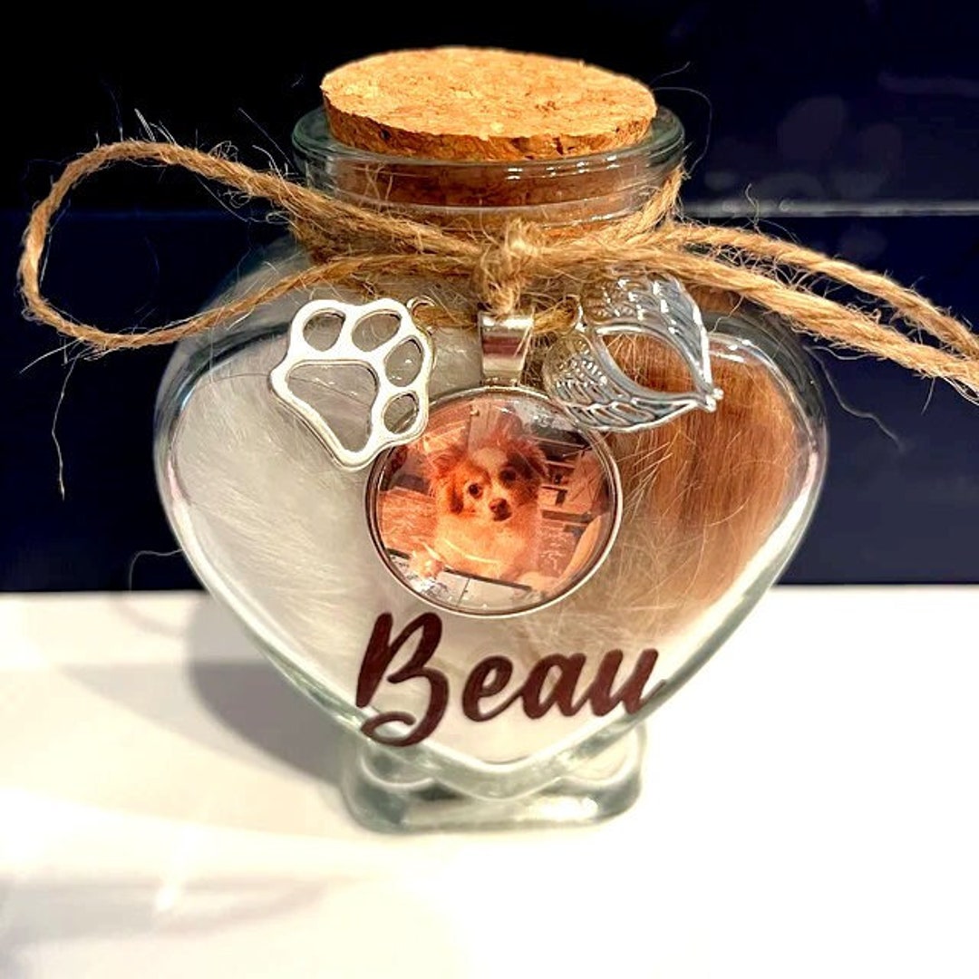 Pet Fur Memorial Keepsake Jar - Cat Hair Memorial - Dog Fur Memorial ...