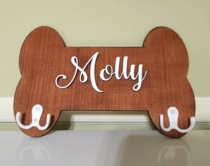 12" Round Dog Leash Holder Sign With Name, House Decor, Gift, Dog ...