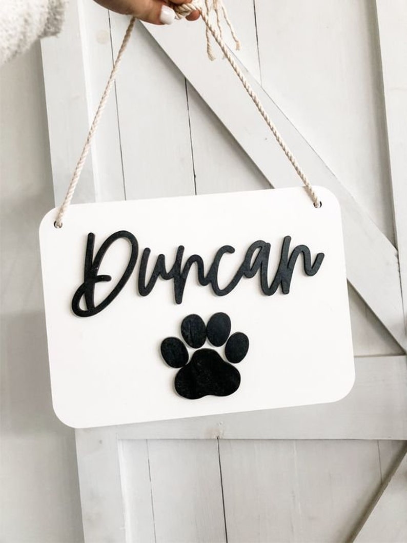 Custom Pet Name Sign With Paw Print 3D Personalized Wooden - Etsy