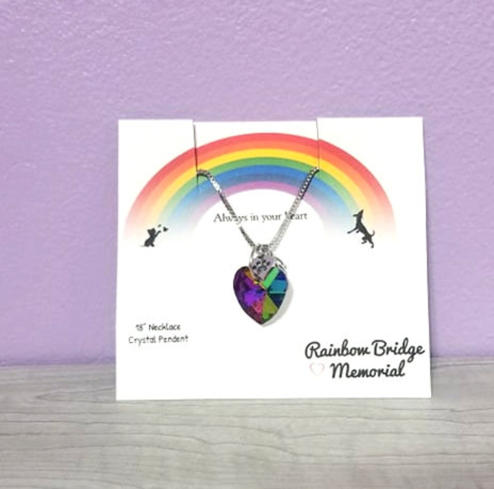 Pet Loss Rainbow Bridge Heart Necklace | Pet Loss Sympathy Gift | Cat ...