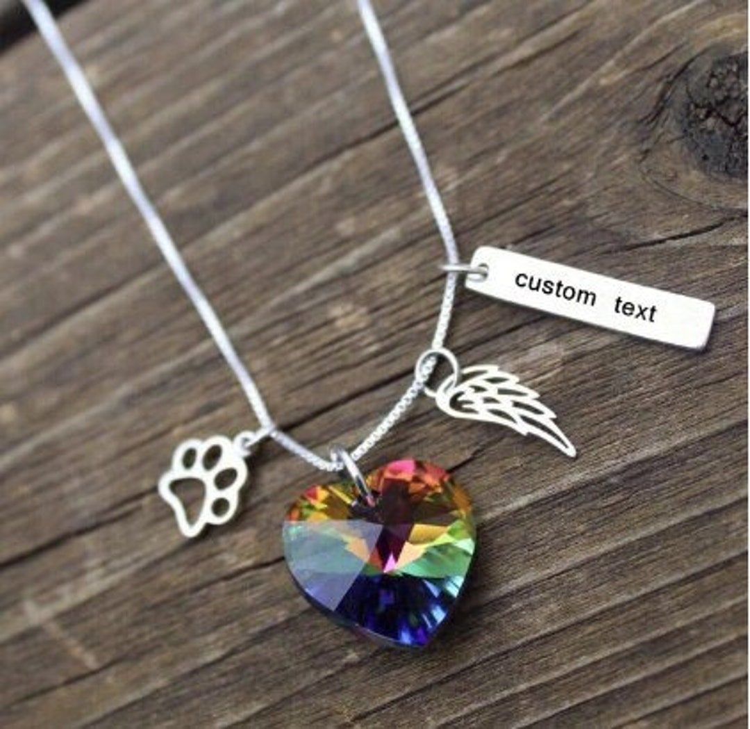 Pet Loss Rainbow Bridge Heart Necklace | Pet Loss Sympathy Gift | Cat ...